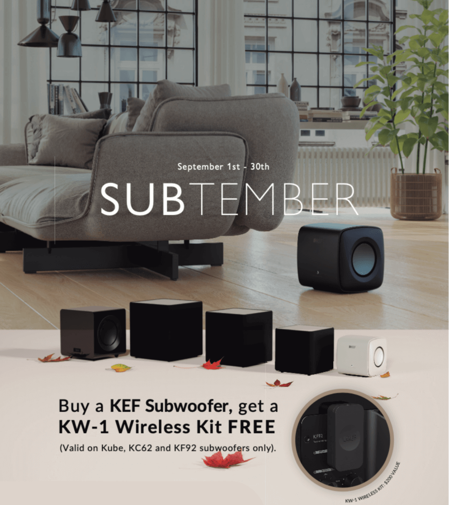 Buy a KEF Subwoofer, Get a KW-1 Wireless Kit FREE - Audio Video Export